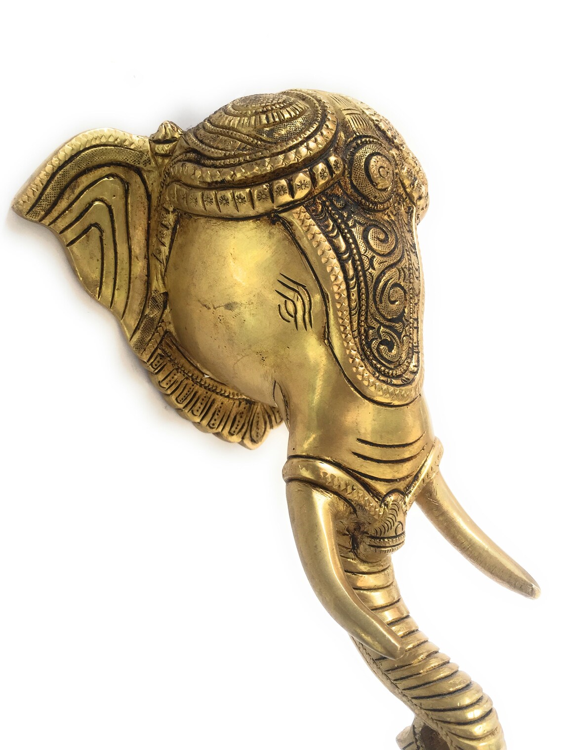 Brass Wall Hanging Elephant With Bell in Antique Golden | Etsy