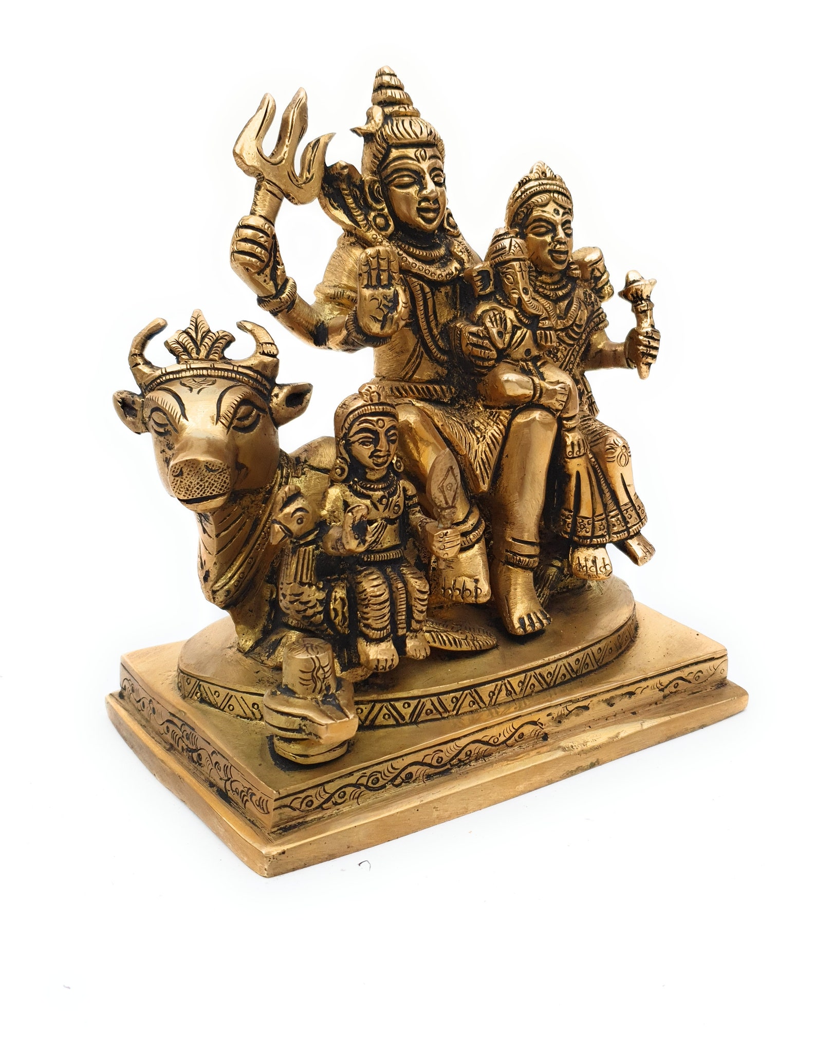 Brass Shiv Parivar Shiva Parvati Ganesh Family Murti Idol Statue ...