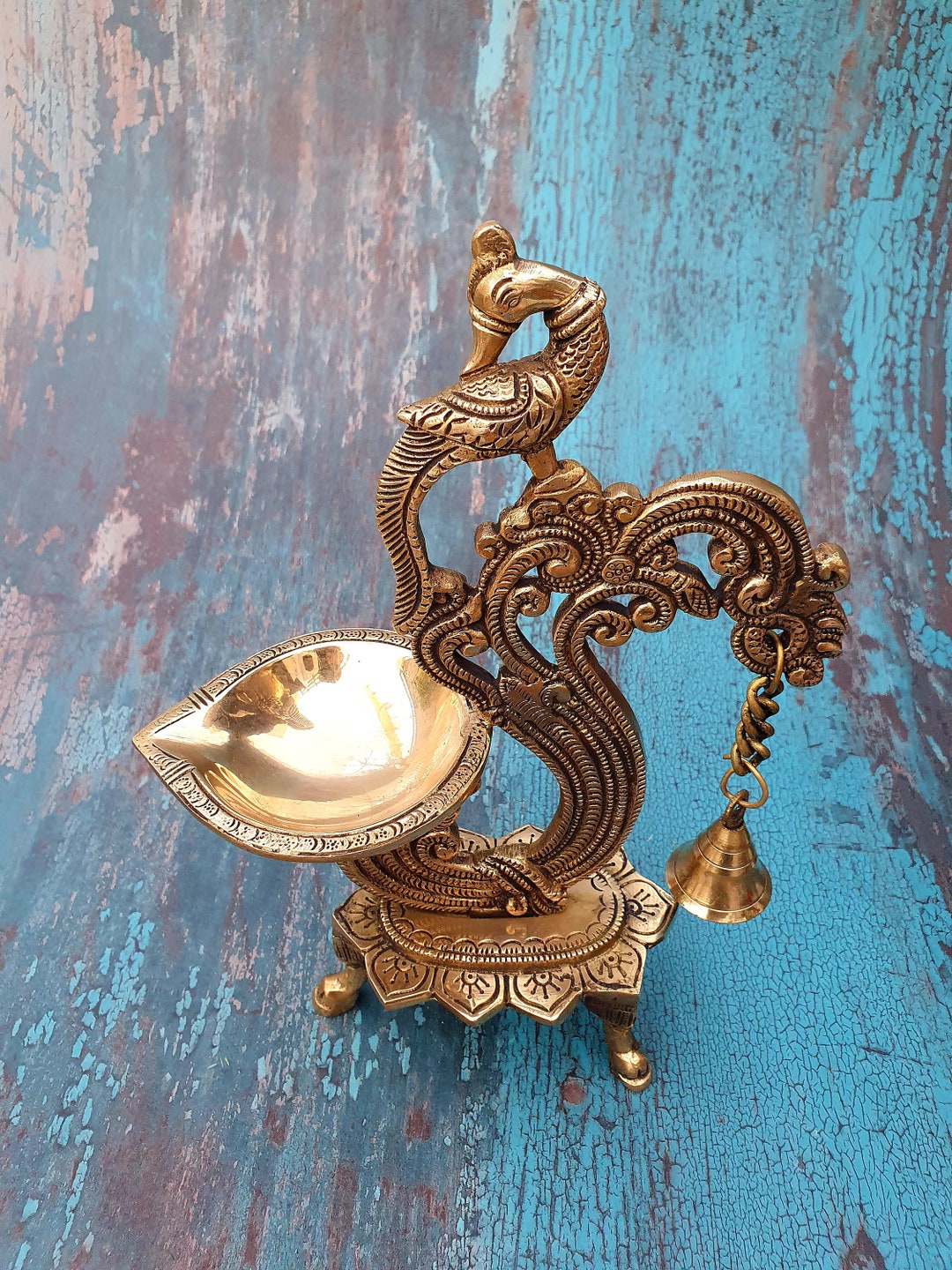 Brass Peacock Diya With Multiple Oil Wicks Brass Peacock - Etsy