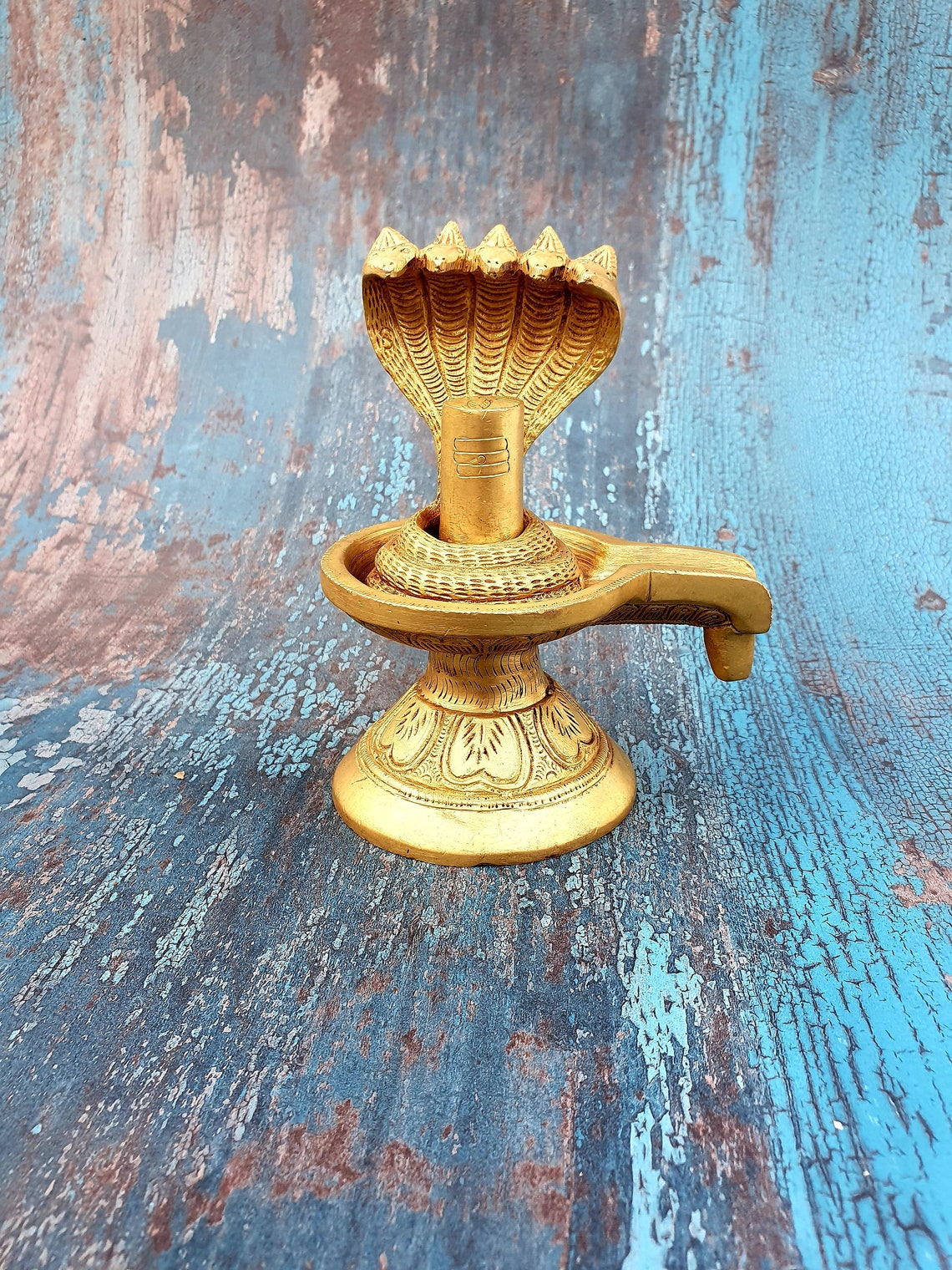 Brass Shivling/ Shiva Lingam With Sheshnag in Antique Golden Finish ...