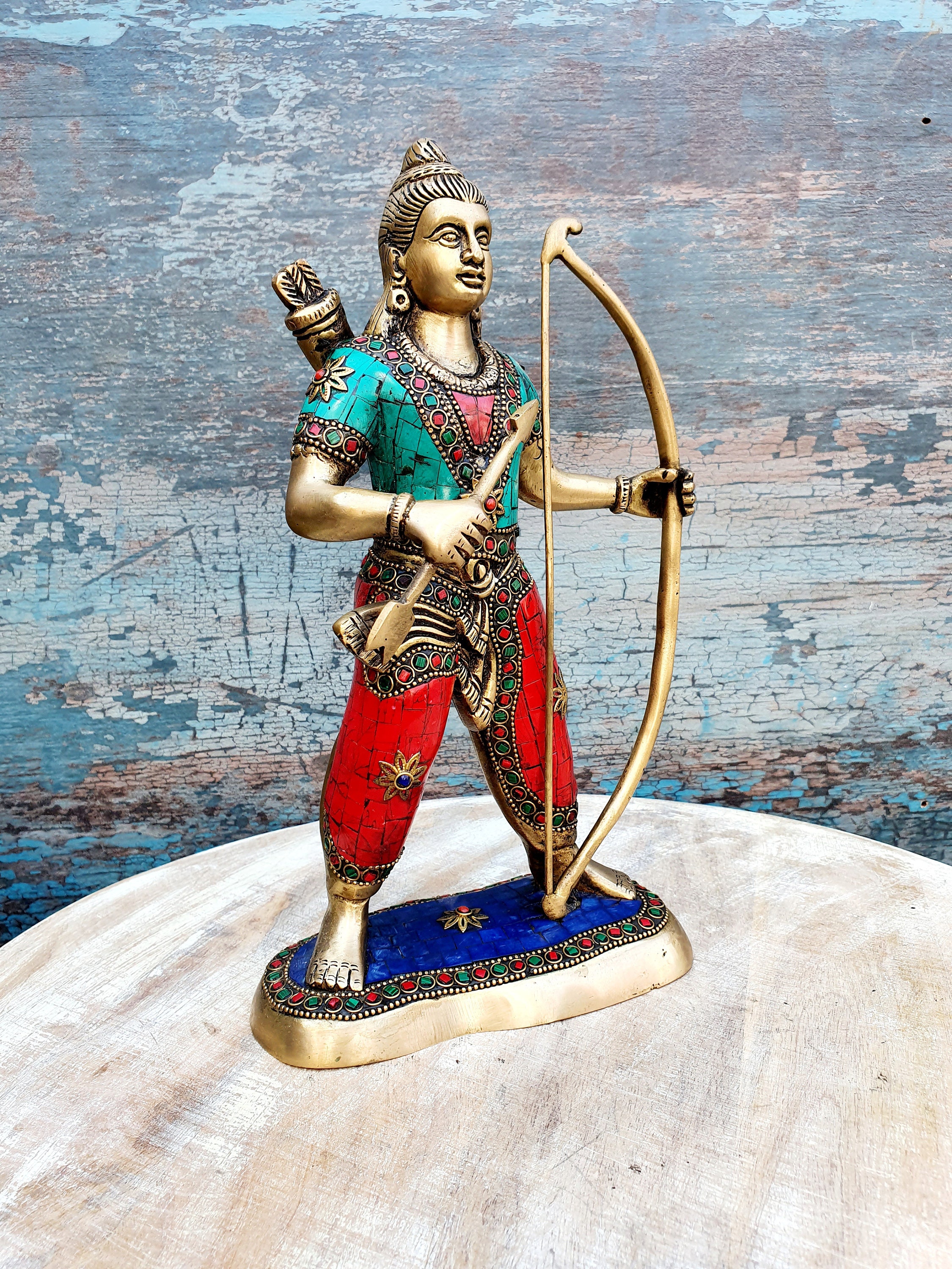 Brass Lord Rama Idol Ram Statue Murti in Multicolor Stonework - Etsy