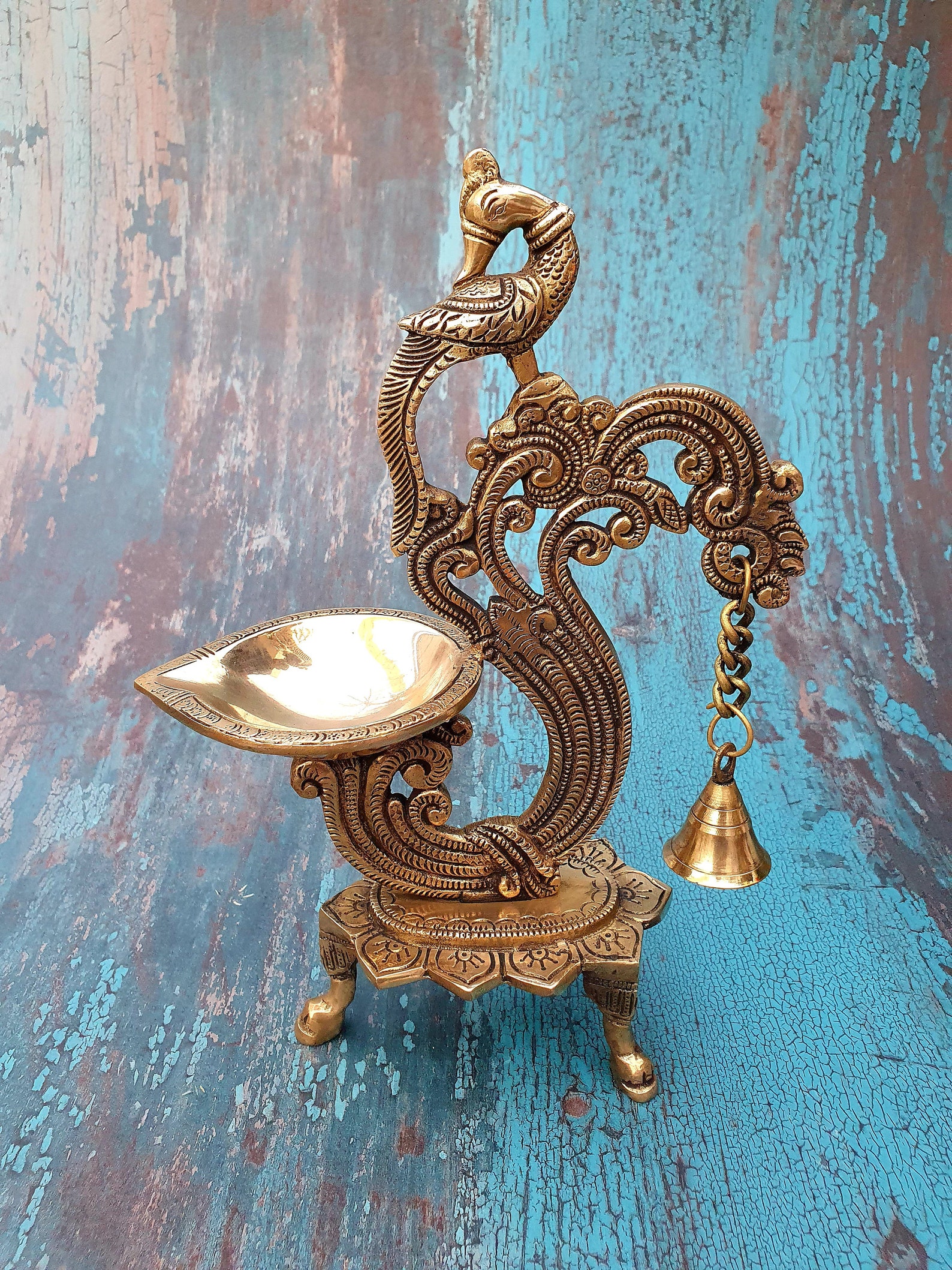 Brass Peacock Diya With Multiple Oil Wicks Brass Peacock - Etsy