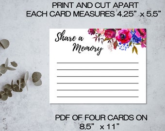 Share A Memory Printable Template Funeral Celebration of Life - Etsy