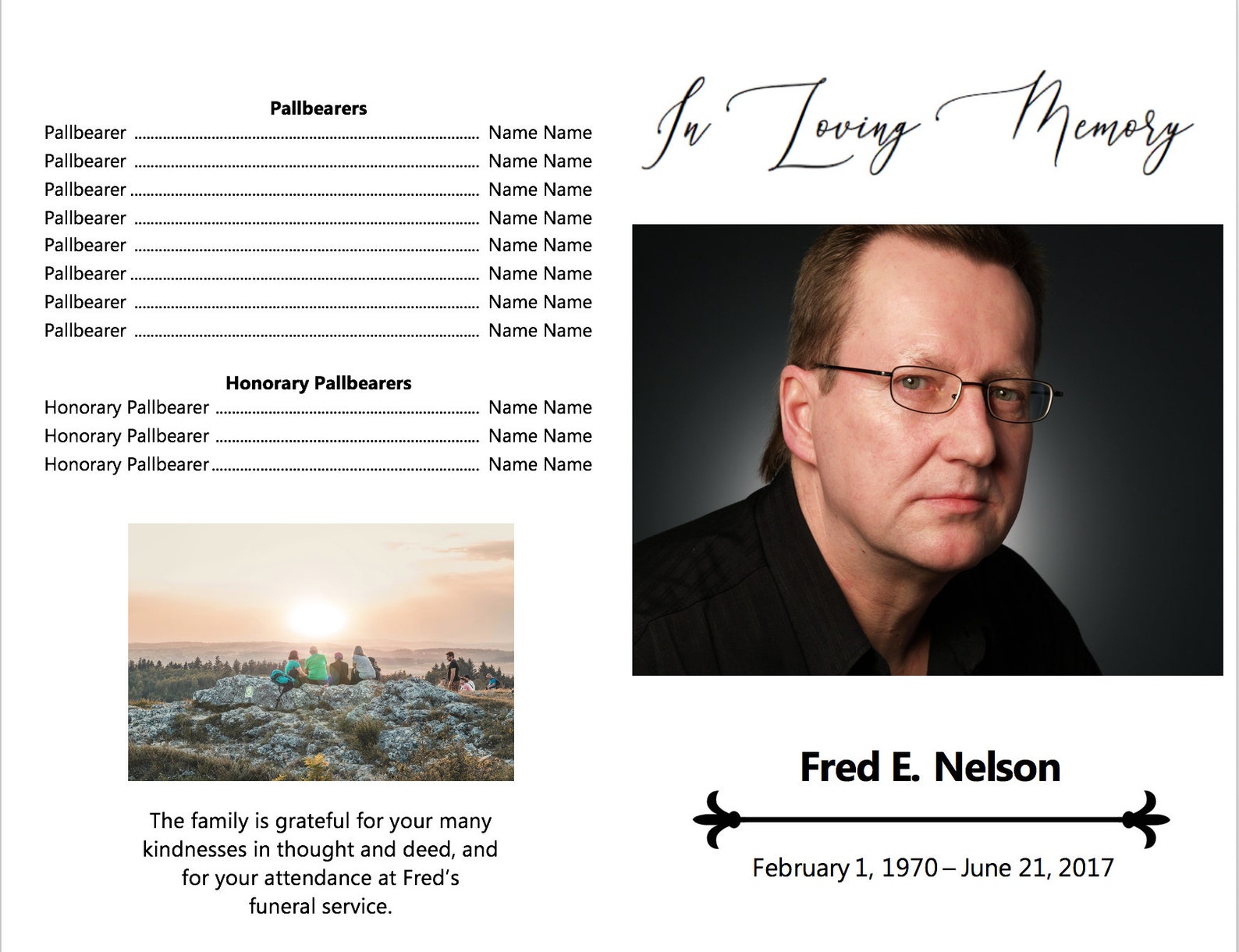 LDS Funeral Program Template for Man the Church of Jesus - Etsy