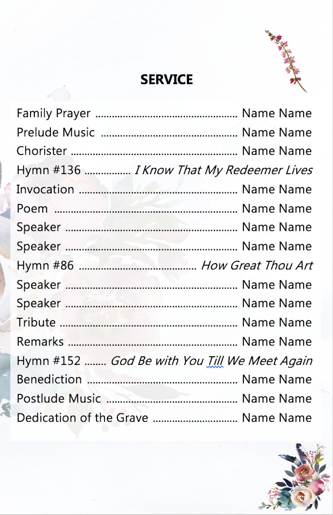 LDS Funeral Program Template Celebration of Life the Church of Jesus ...