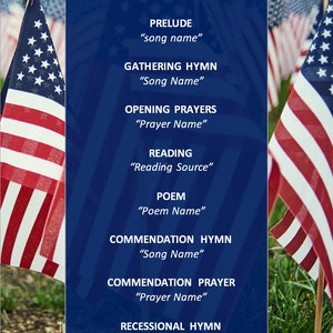 American Flag Funeral Program Template, Memorial Service for Veteran ...