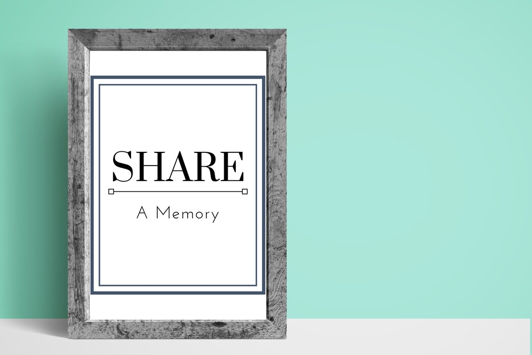 Share a Memory Sign Memorial Service Printable Funeral Blue Gray ...
