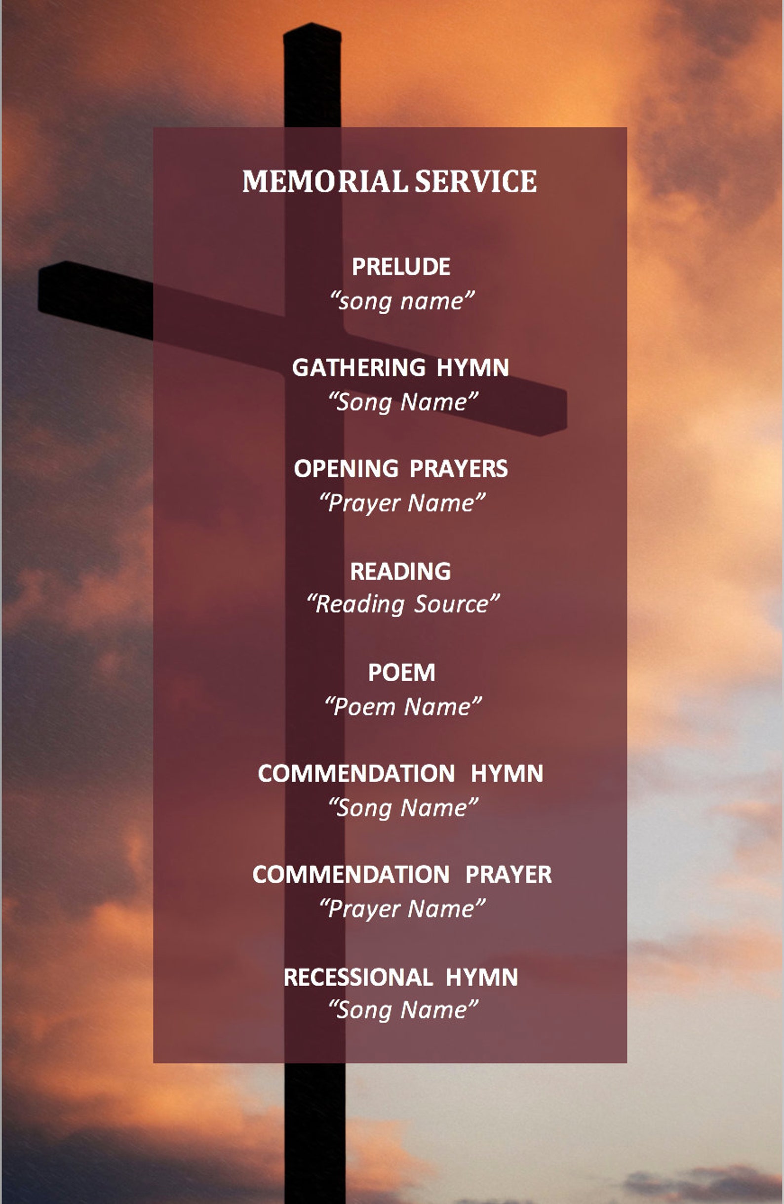 Funeral Program Template Christian Memorial Service Religious Funeral ...