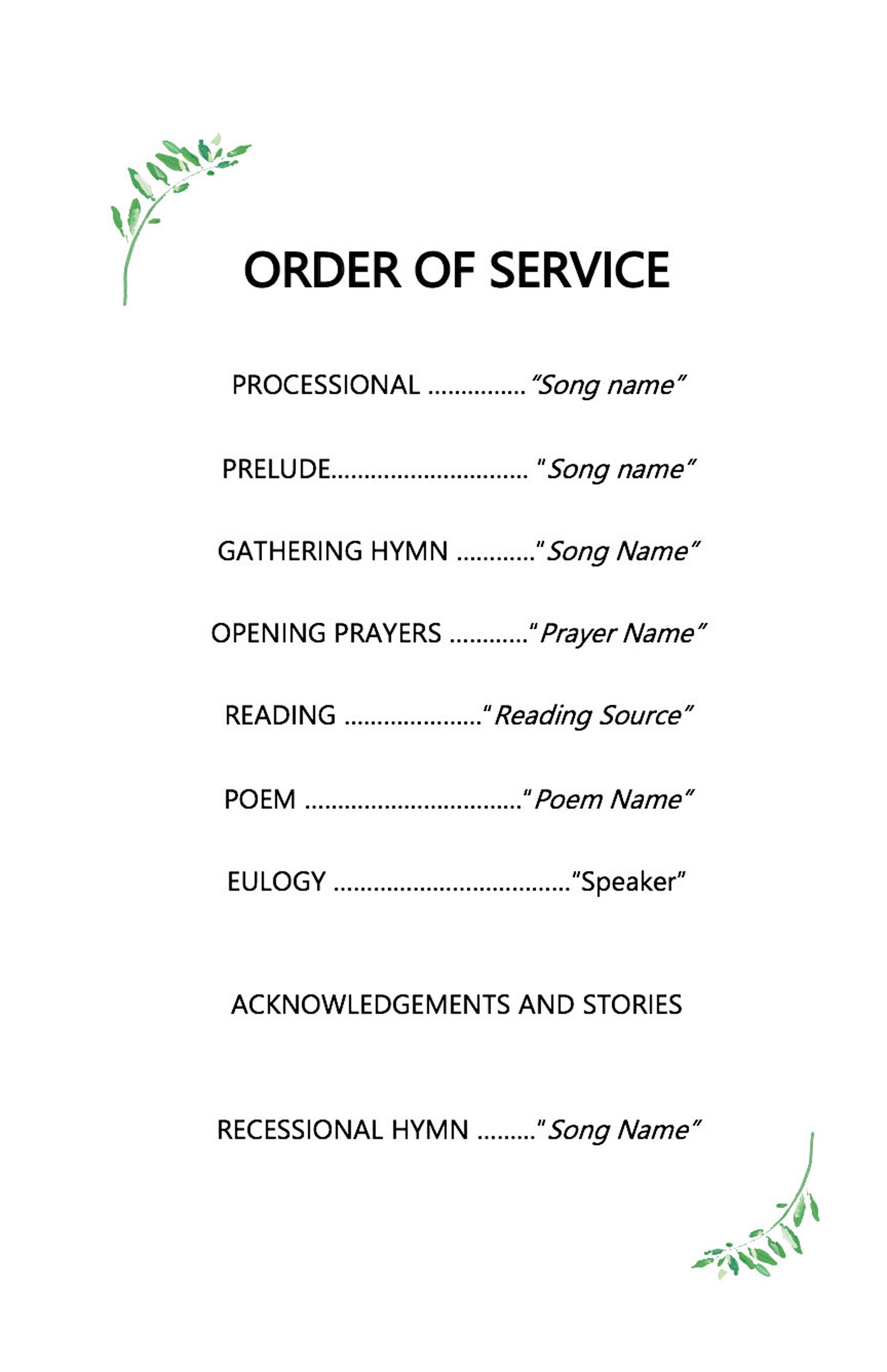 Funeral Program Template for Man Masculine Funeral Program Printable ...