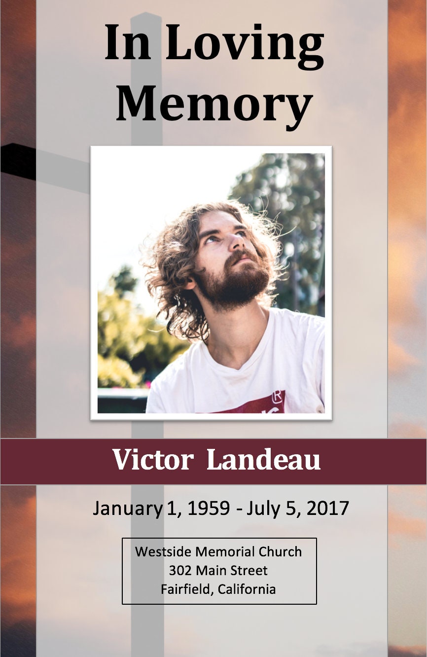 Funeral Program Template Christian Memorial Service Religious Funeral ...
