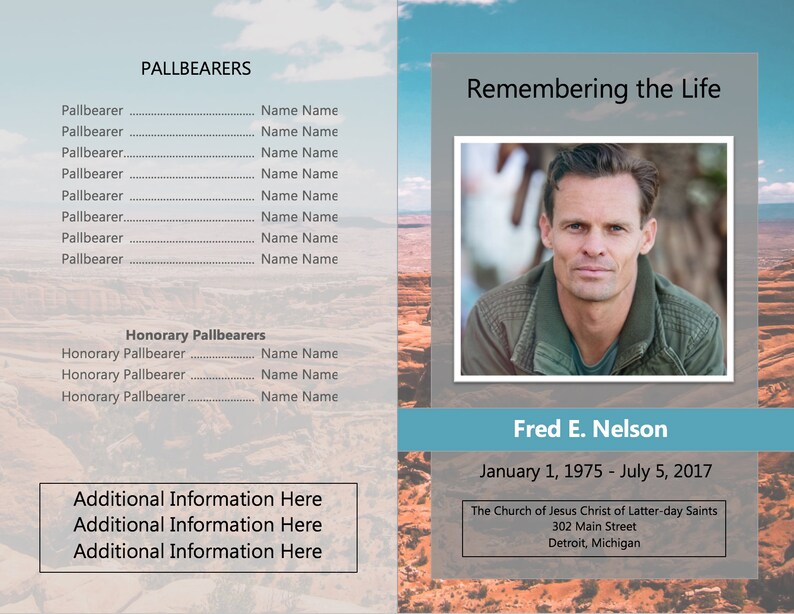 LDS Funeral Program Template for Man the Church of Jesus Christ of ...