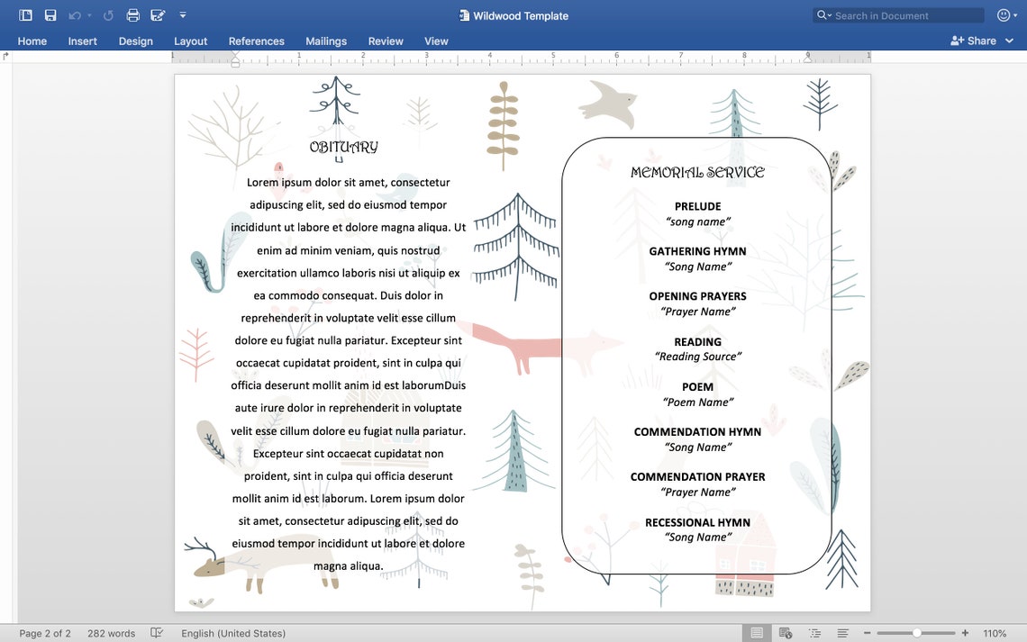 Baby Funeral Program Microsoft Word Template Baby Memorial Service ...