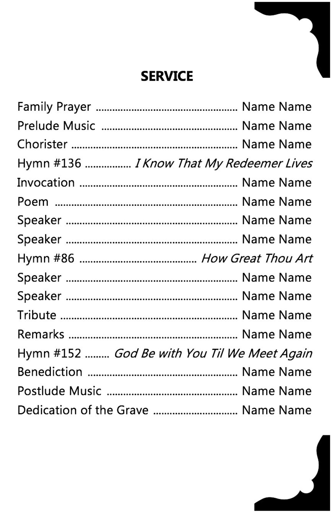 LDS Funeral Program Template for Man the Church of Jesus Christ of ...