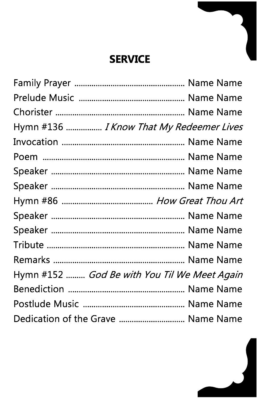 LDS Funeral Program Template for Man the Church of Jesus Christ of ...