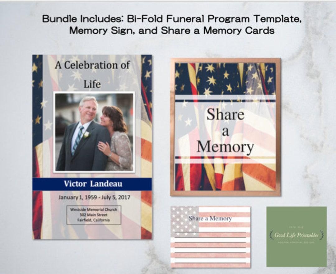 Funeral Program Bundle Patriotic Funeral Program for Veteran Funeral ...