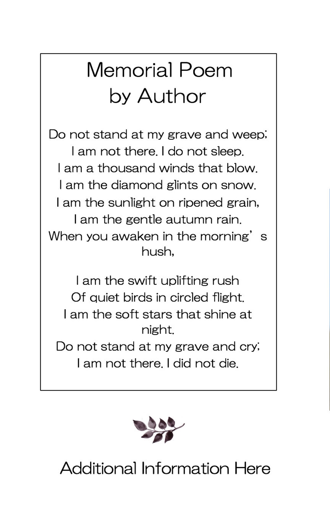 Printable Funeral Program Template for a Man Memorial Simple | Etsy