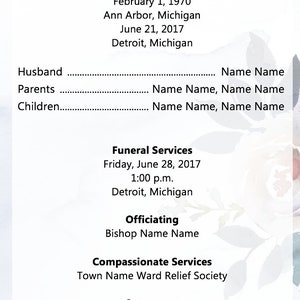 LDS Funeral Program Template Celebration of Life the Church of Jesus ...
