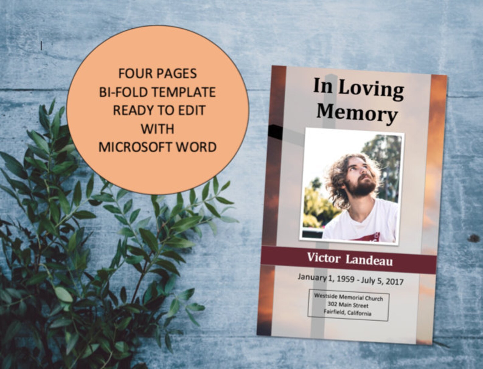 Funeral Program Template Christian Memorial Service Religious Funeral ...