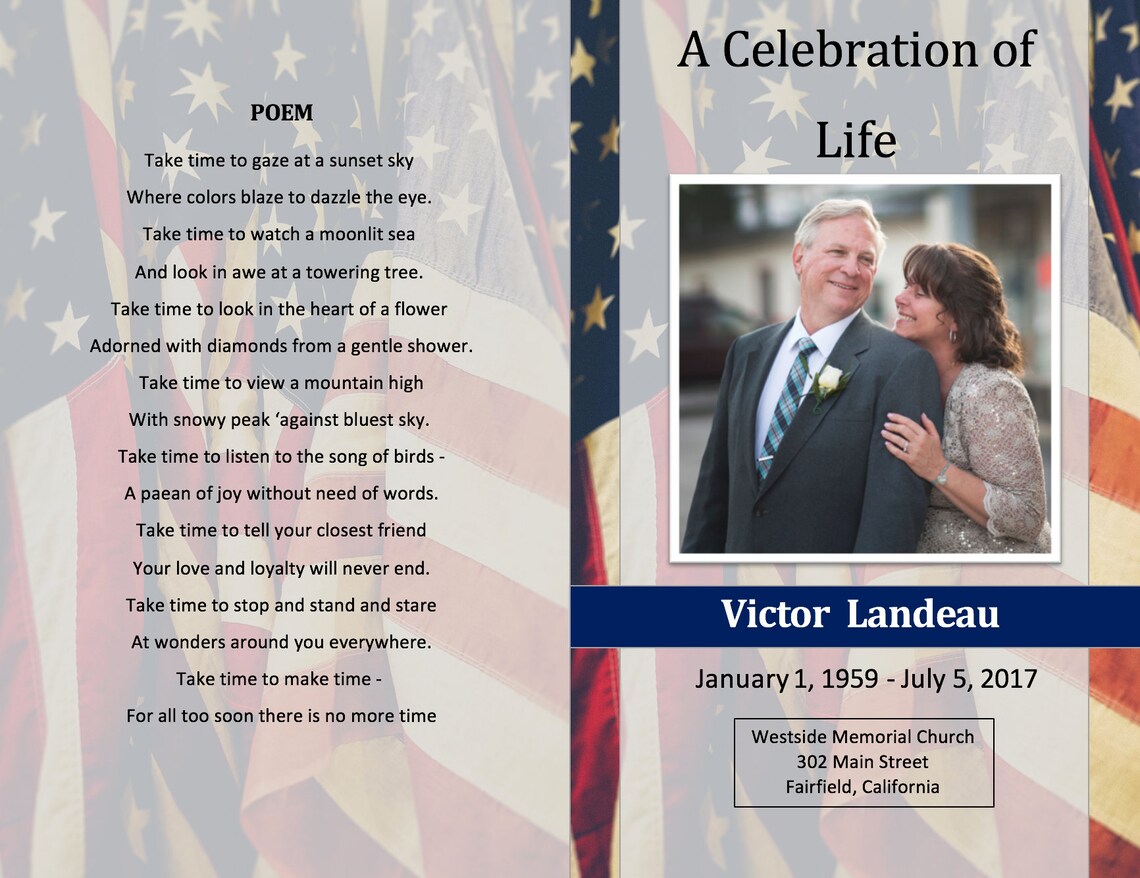 Funeral Program Bundle Patriotic Funeral Program for Veteran - Etsy
