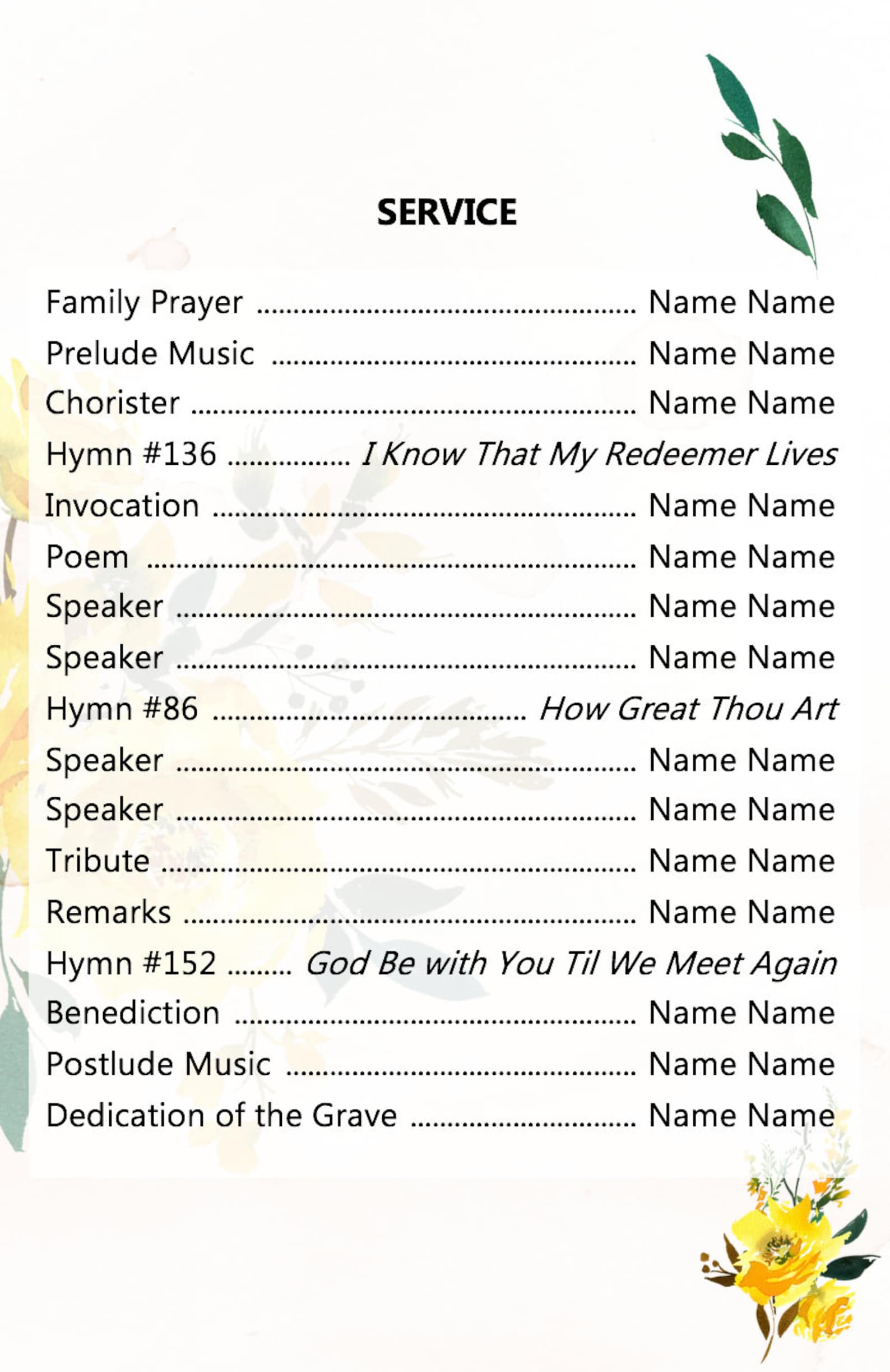 LDS Funeral Program Template Celebration of Life the Church of Jesus ...