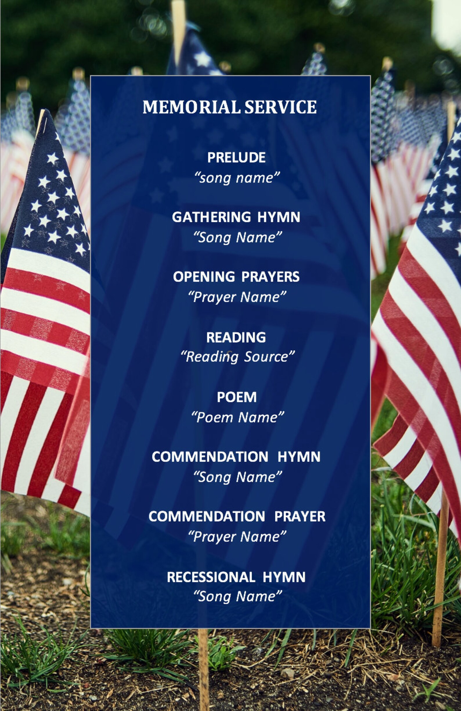 Funeral Program Bundle Patriotic Funeral Program for Veteran Funeral ...