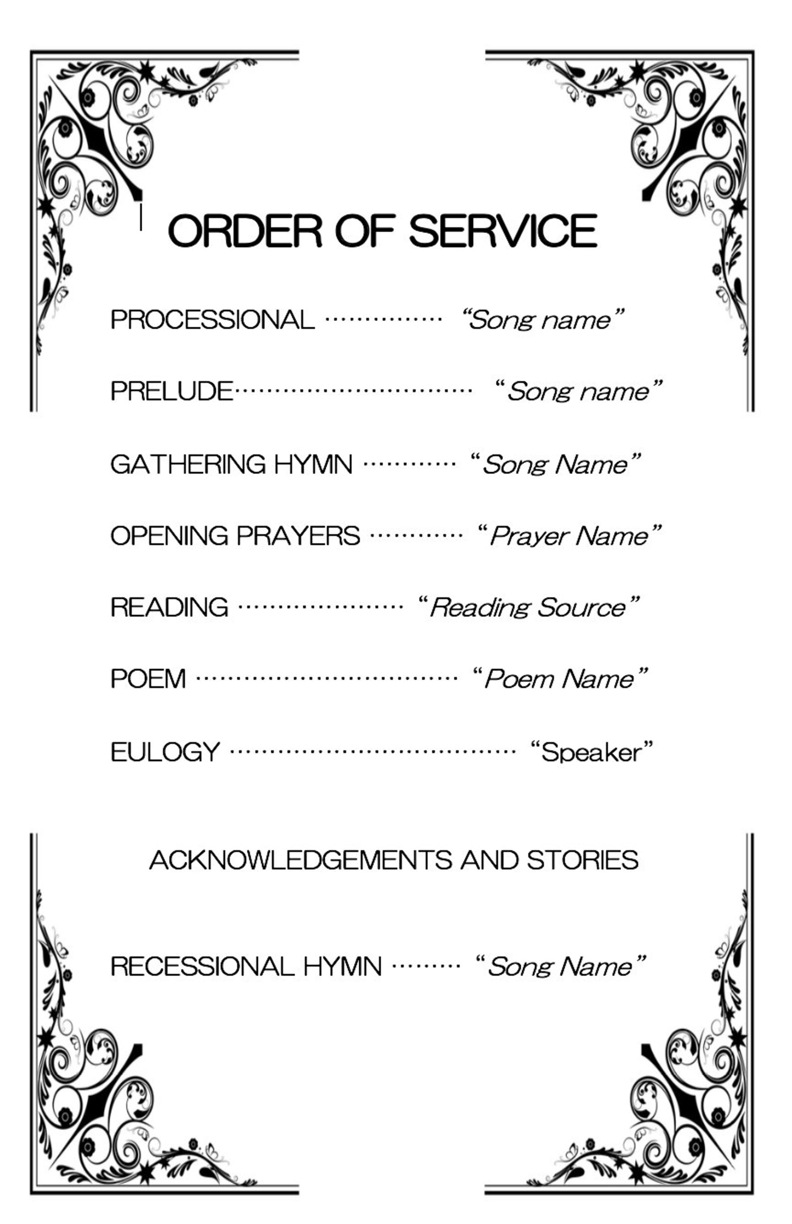 Simple Funeral Program Template Memorial Program Template Life ...