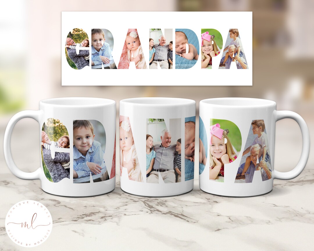Personalised Grandpa Photo Collage Mug, Grandpa Mug, Grandad Mug ...