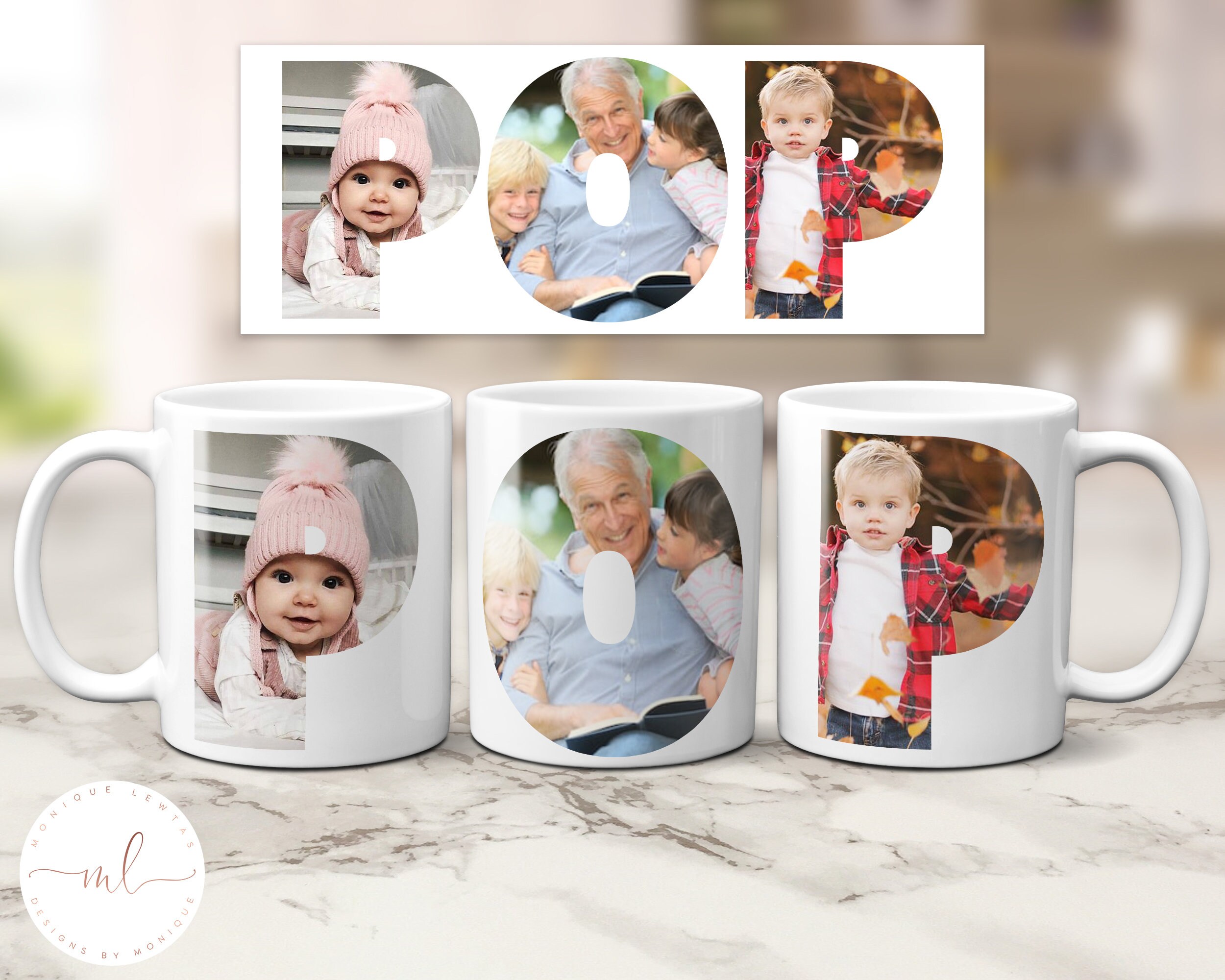 Personalised Pop Photo Collage Mug, Pop Mug, Poppy Mug, Grandfather Mug ...