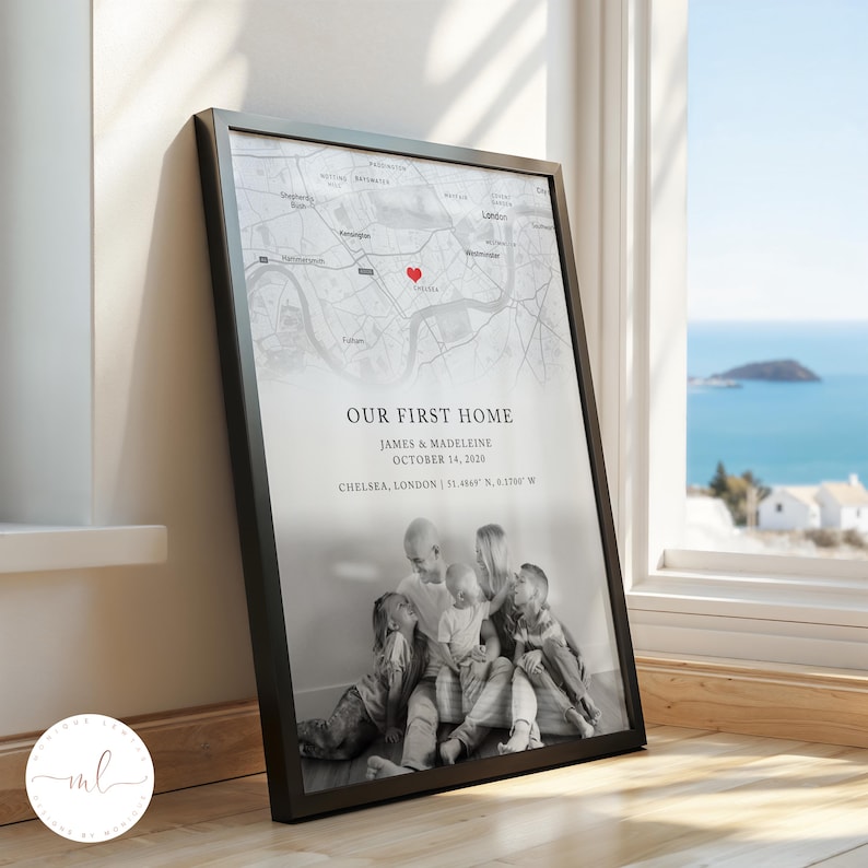 Personalised Engagement Map With Photo Print, Engagement Gift, Gift for ...