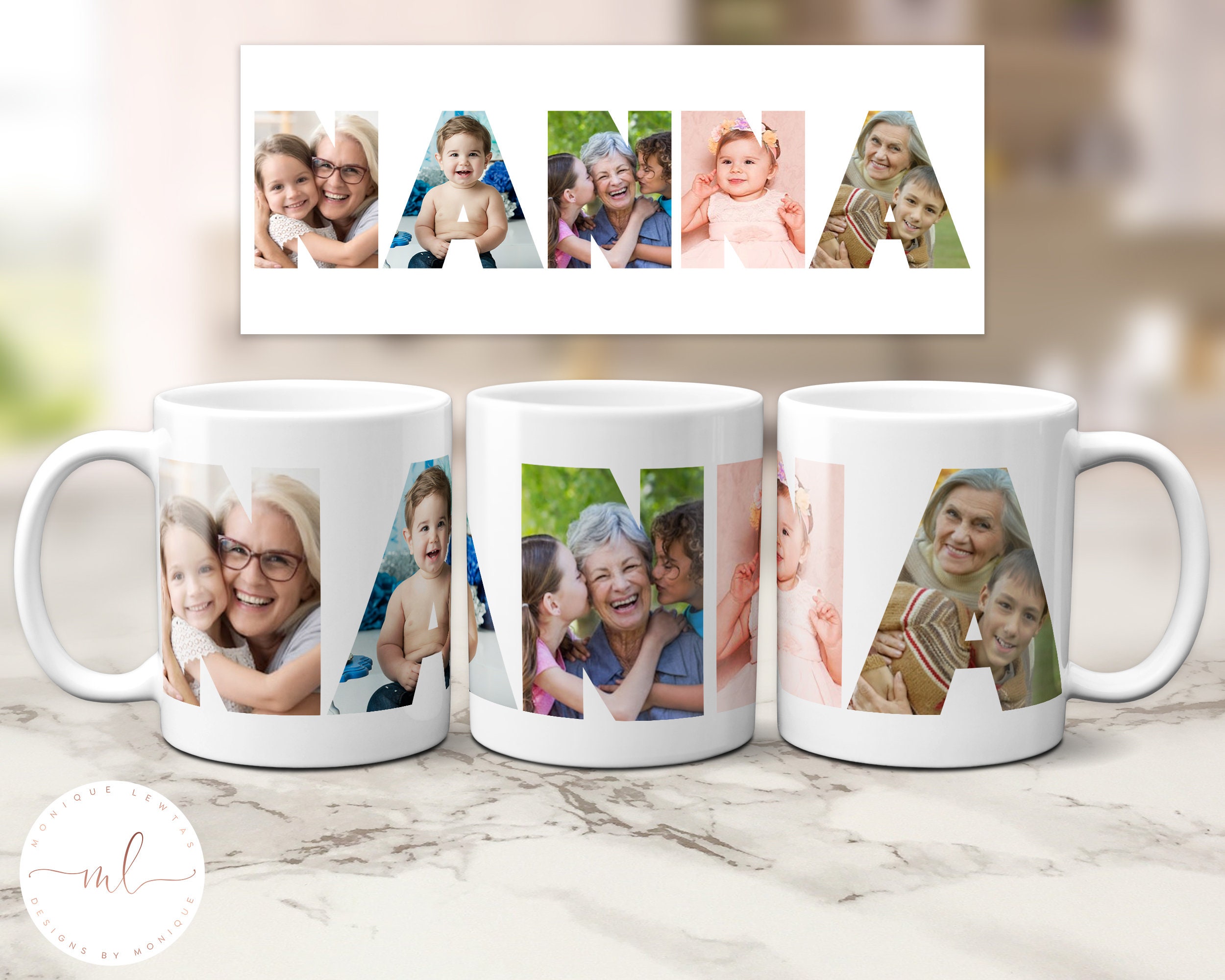 Personalised Nanna Photo Collage Mug, Nanna Mug, Coffee Mug, Coffee Cup ...