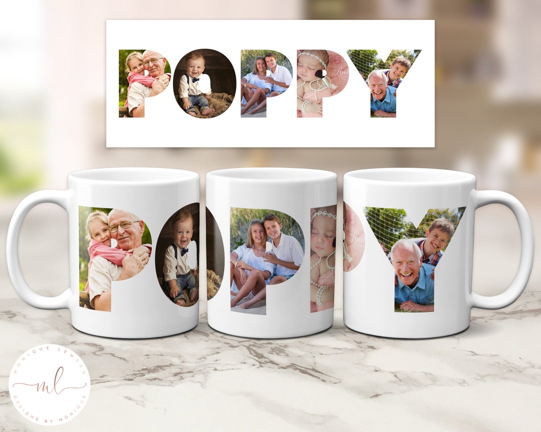 Personalised Poppy Photo Collage Mug, Poppy Mug, Pop Mug, Grandfather ...