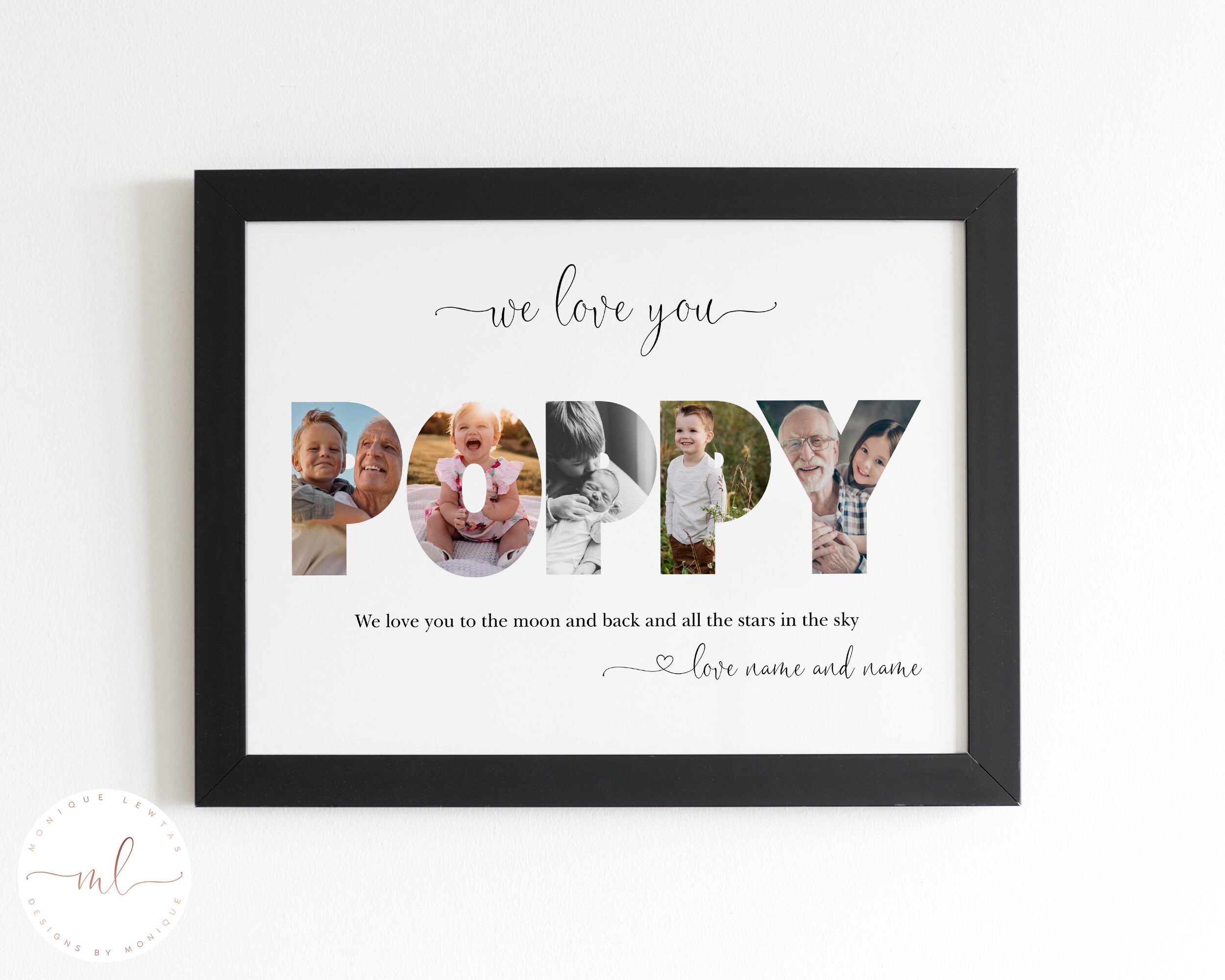 Personalised Poppy Photo Collage Print, Father's Day Print, Poppy ...