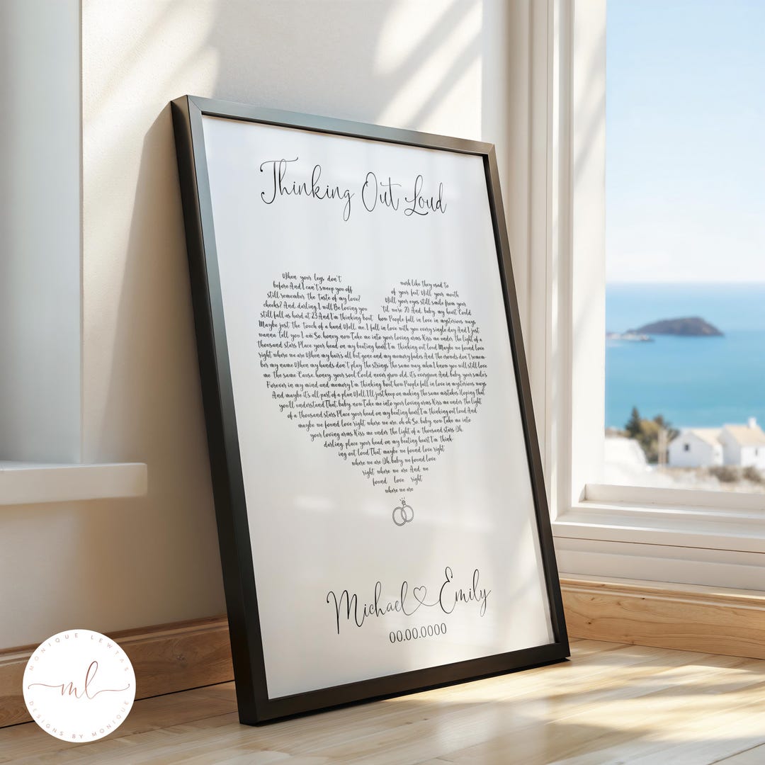 Personalised Heart Shape Song Lyrics Print, First Dance Wedding Love ...