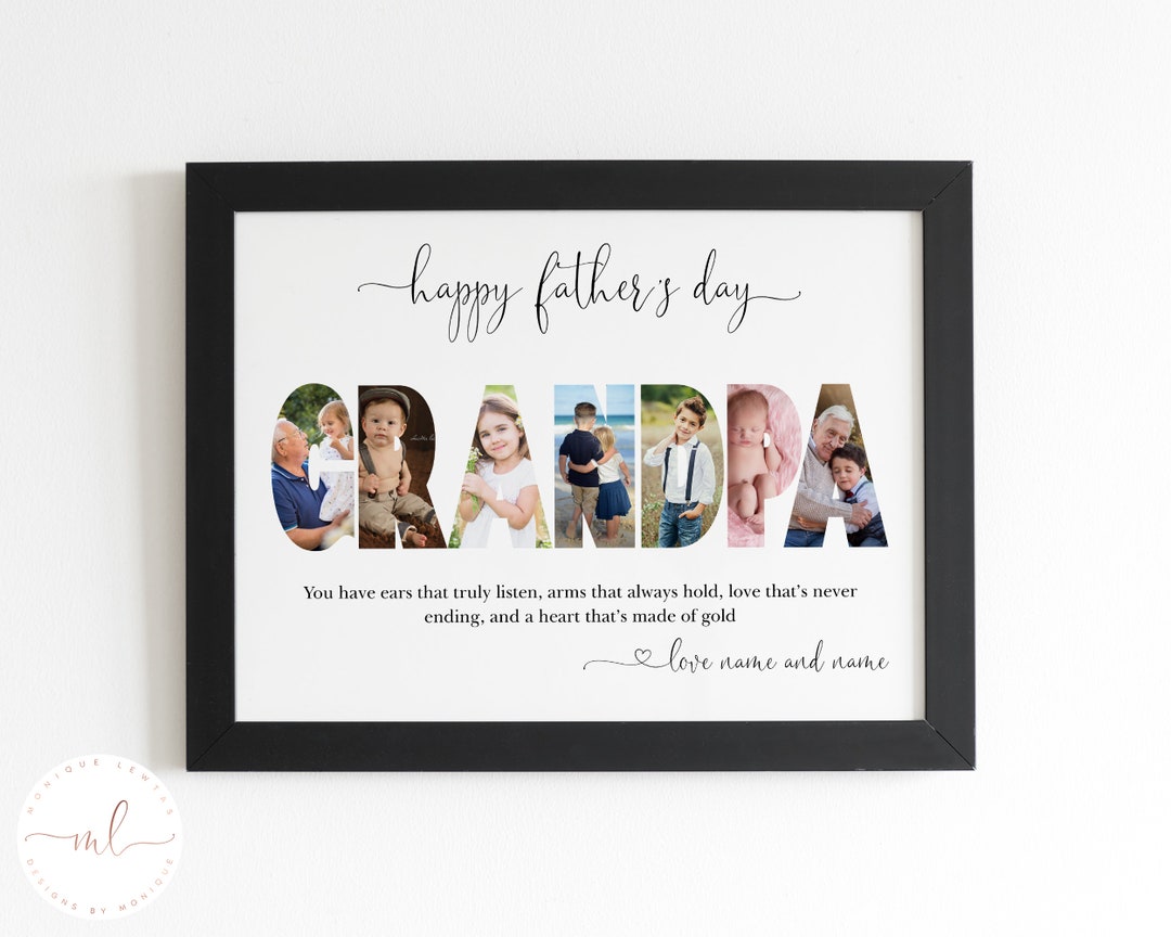 Personalised Grandpa Photo Collage Print, Father's Day Print, Grandpa ...