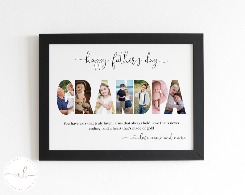 Personalised Grandpa Photo Collage Print, Father's Day Print, Grandpa ...
