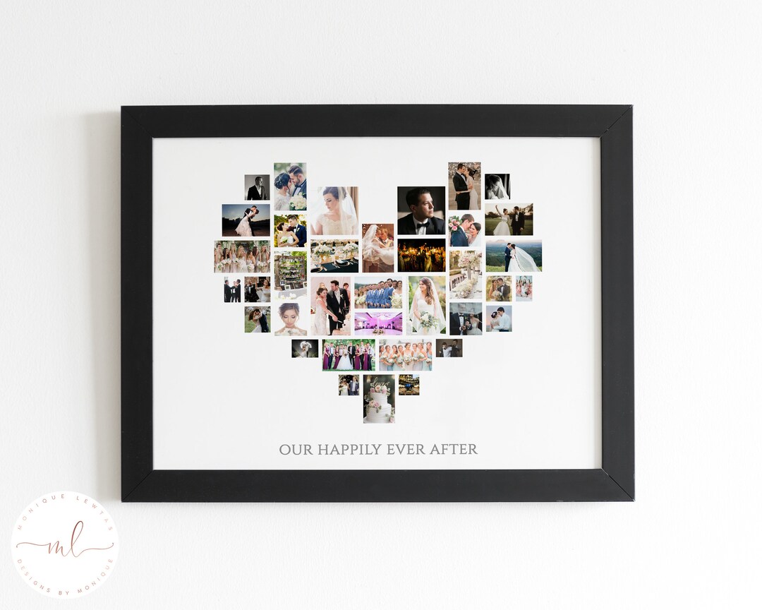 Personalised Love Heart Photo Collage, Wedding Photo Collage, Wedding ...