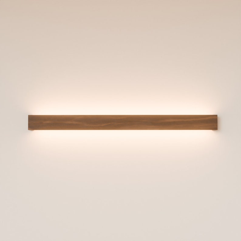 Handcrafted Wooden Sconce LED Lamp, Minimalist Wooden Linear Wall Lamp ...