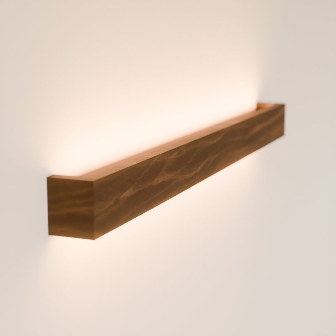 Handcrafted Wooden Sconce LED Lamp, Minimalist Wooden Linear Wall Lamp ...
