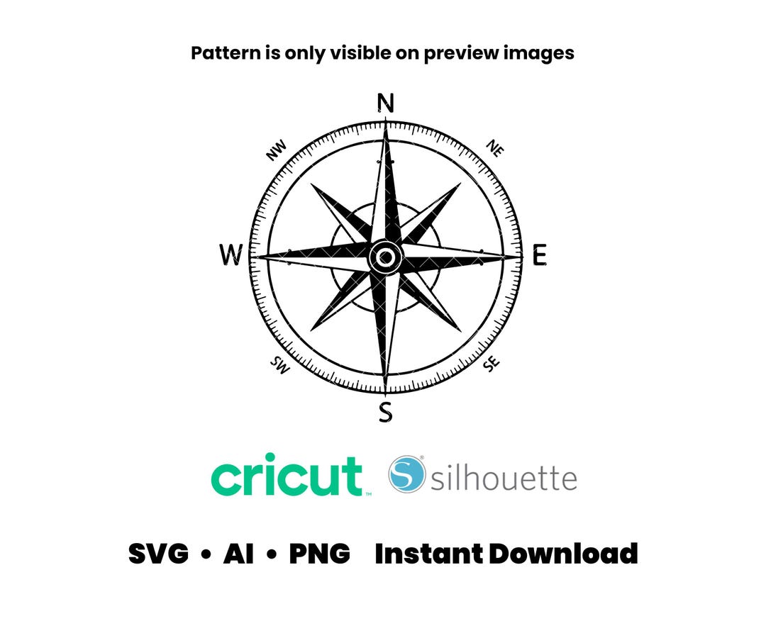 Compass SVG, Nautical Compass Rose Clipart for Cricut and Silhouette ...