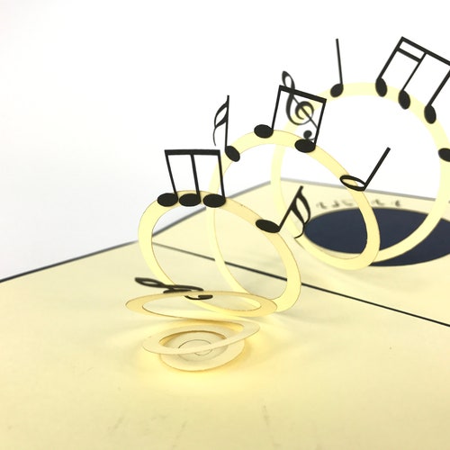 Music Notes Pop up Kirigiami 3D Cards Handmade Uniqe Birthday - Etsy