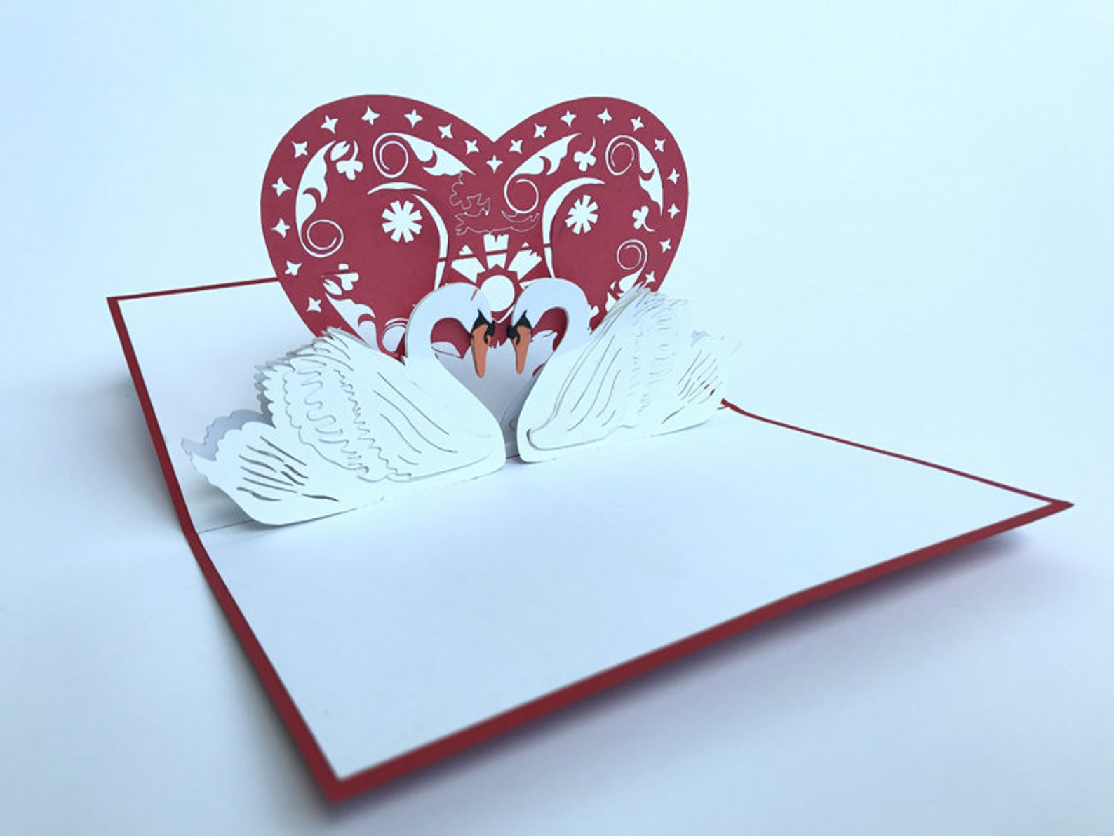 Love Swan Card Pop up Kirigiami 3D Cards Handmade Uniqe Birthday ...
