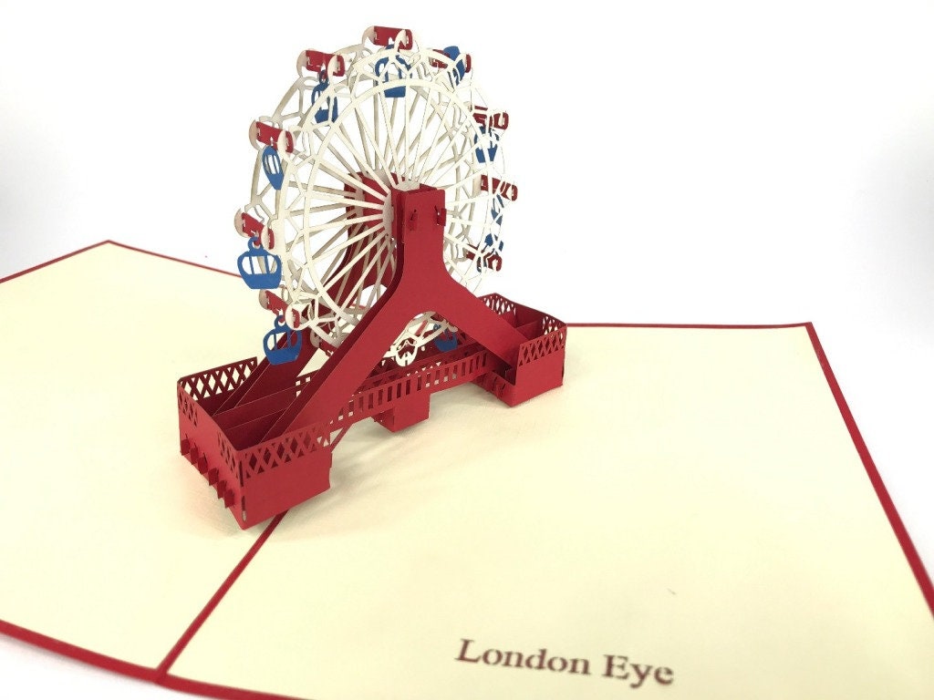 London Eye Pop up Kirigiami 3D Cards Handmade Uniqe Birthday, Wedding ...