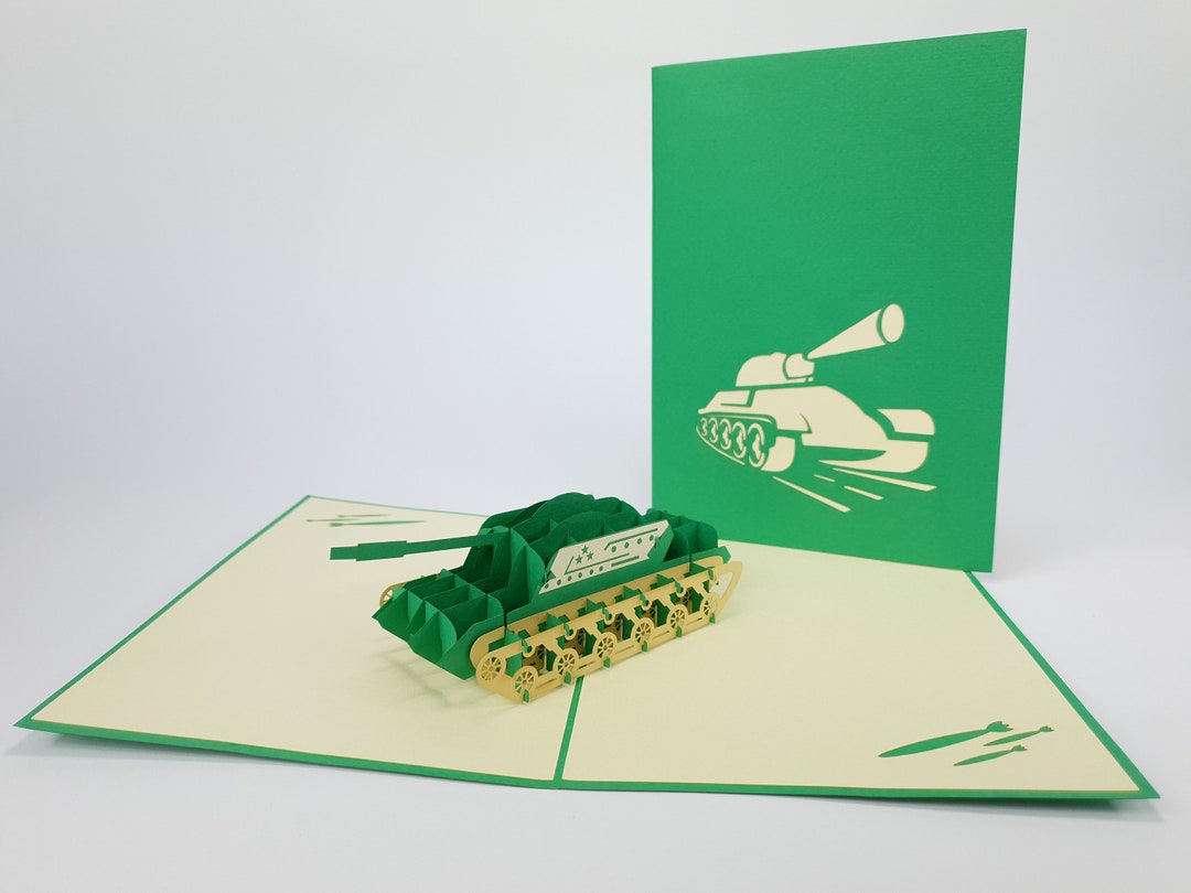 Tank Pop up Kirigiami 3D Cards Handmade Uniqe Birthday, Wedding, Baby ...