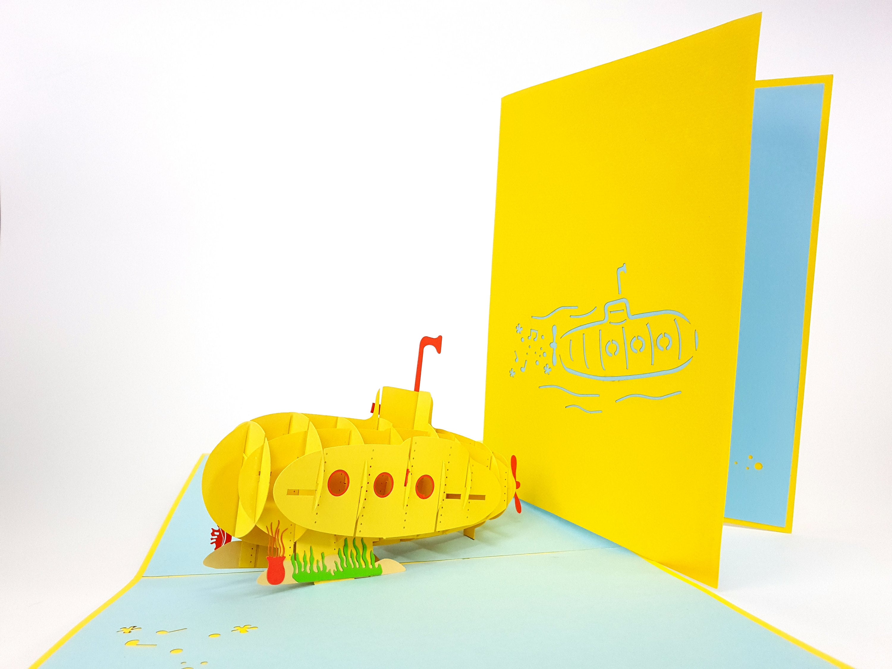 Yellow Submarine Liverpool Pop Up Kirigiami 3D Cards Handmade | Etsy
