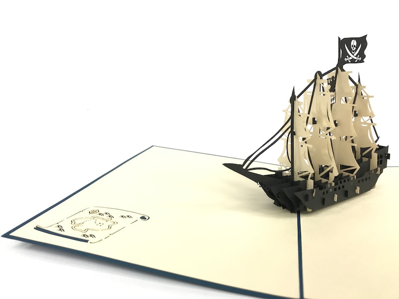 Pirate Large Boat Pop up Kirigiami 3D Cards Handmade Uniqe Birthday ...