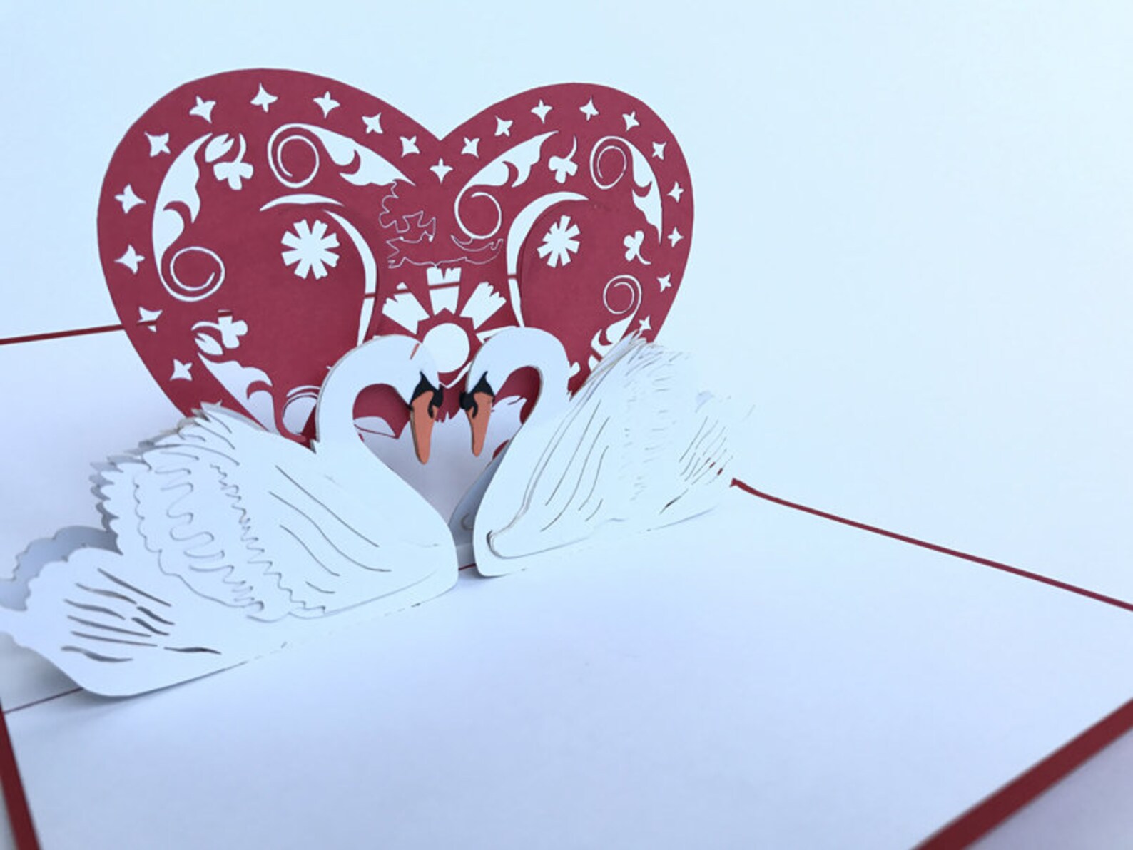 Love Swan Card Pop up Kirigiami 3D Cards Handmade Uniqe Birthday ...