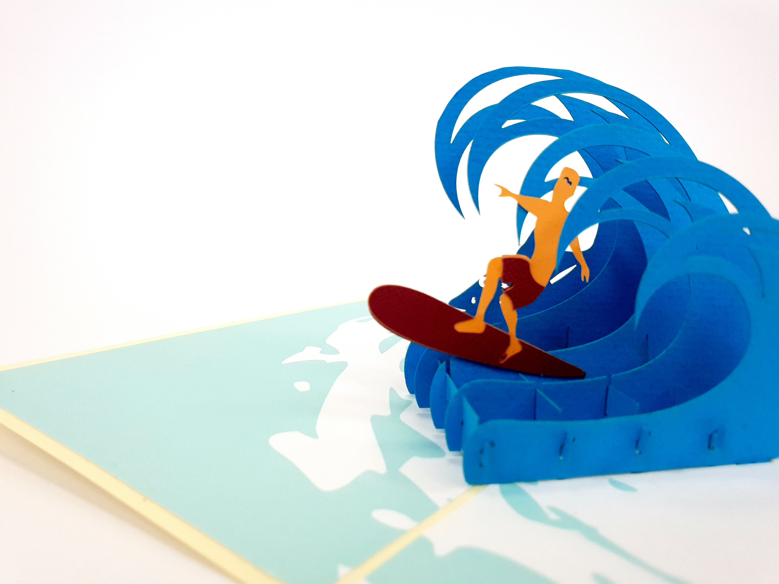Surfer Pop up Kirigiami 3D Cards Handmade Uniqe Birthday | Etsy