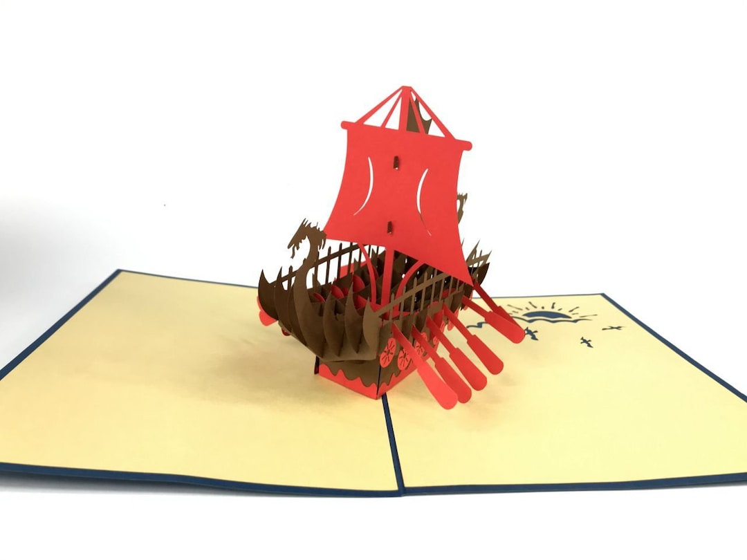 Viking Boat Pop up Card Kirigiami 3D Cards Handmade Uniqe Birthday ...