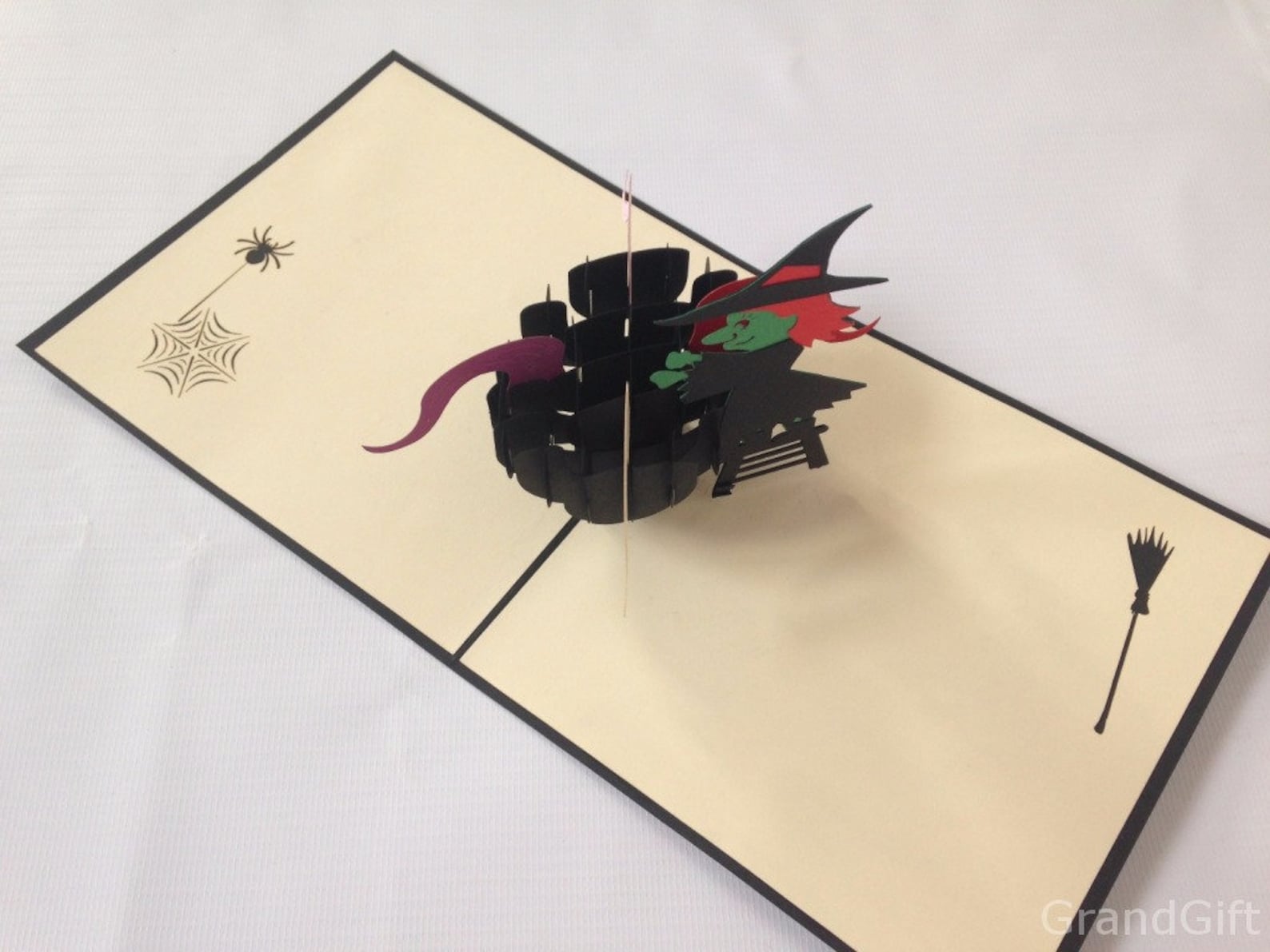 Halloween Witch Pop up Kirigiami 3D Cards Handmade Uniqe | Etsy