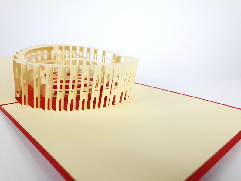 Colosseum Pop up Kirigiami 3D Cards Handmade Uniqe Birthday | Etsy